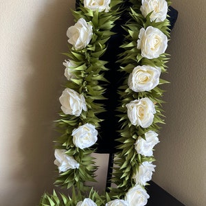Maile Large White Rose Long Open End Lei - Etsy