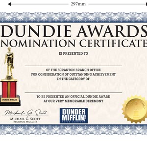 A4 Dundie Award (digital File) - Etsy