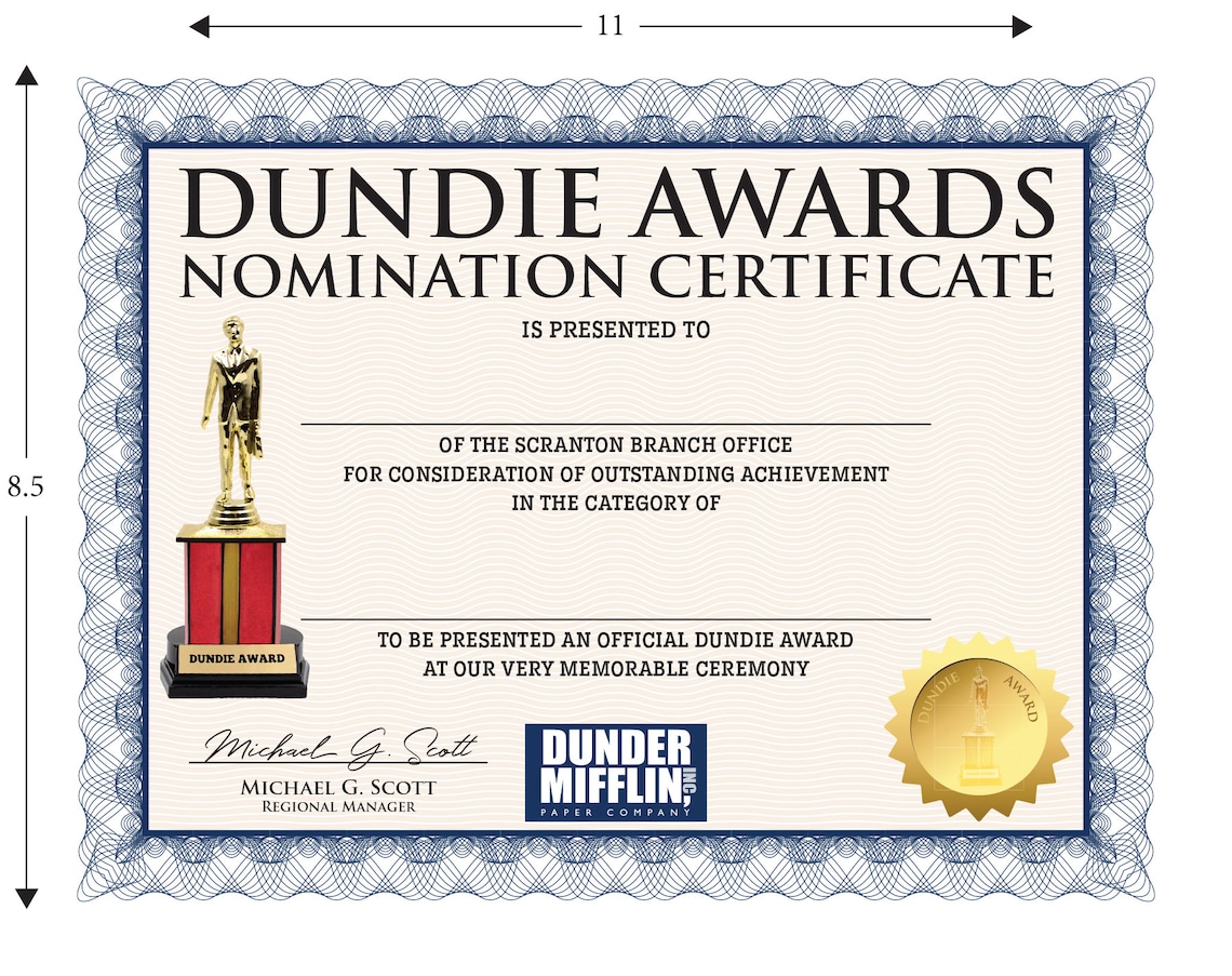 8.5x11 Dundie Award (digital File) - Etsy