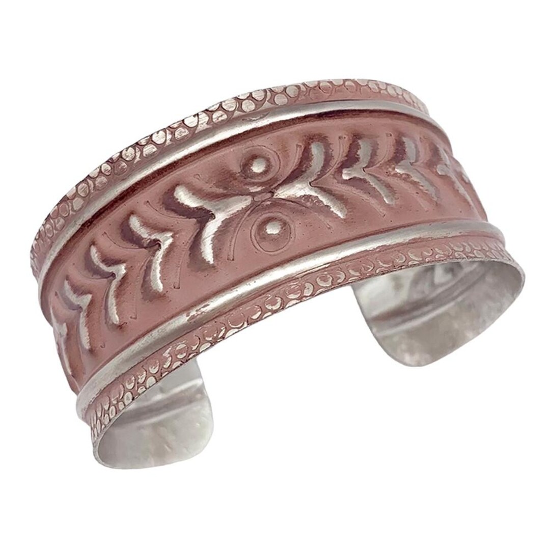 Anju Jewelry Silver Patina Cuff Bracelet - Dusty Rose Chevrons - Etsy