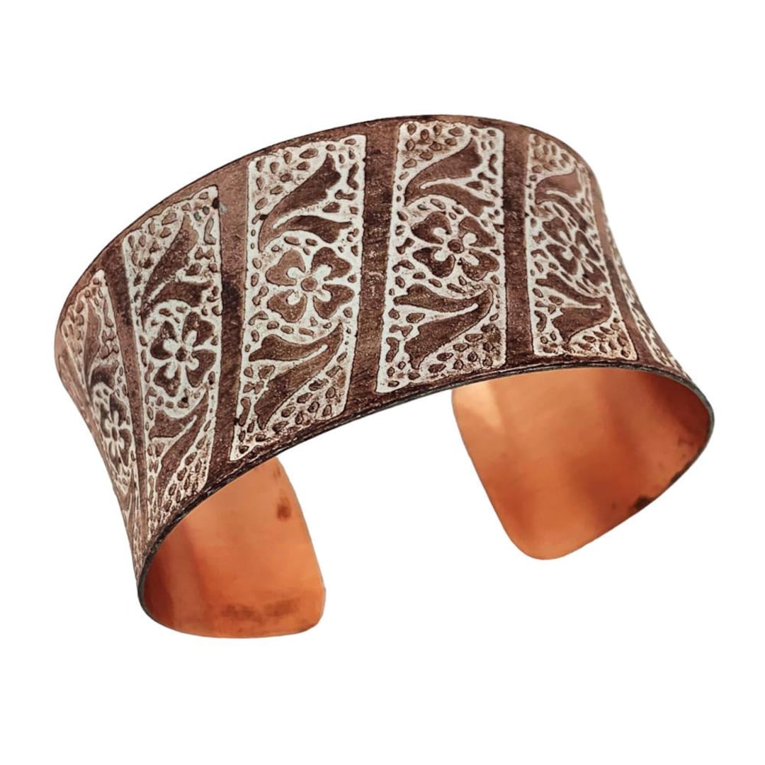 Anju Jewelry Artisan Handcrafted Patina Copper Cuff Bracelet - Cream ...