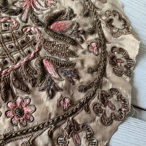 One 9 by 12 1/2 Inch Victorian Brocade Fragment Metallic & Floss ...