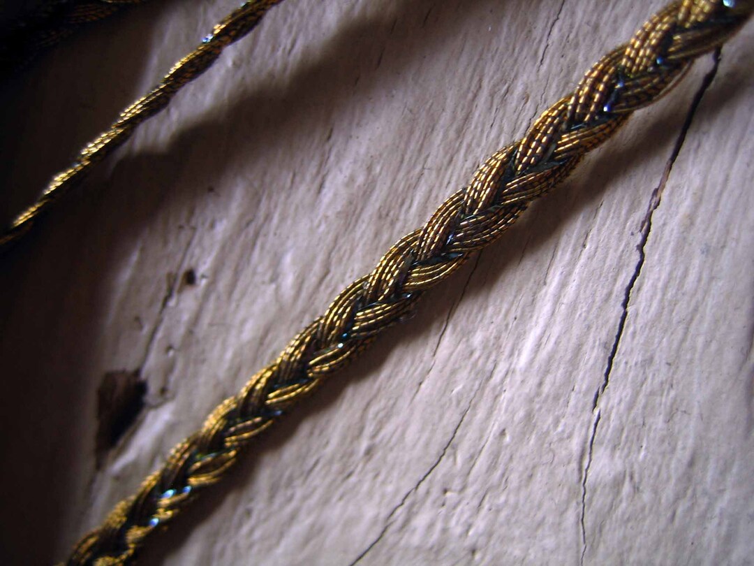 1 Yard Antique French Gold Metallic Flat Braid With a Hint of Silver ...