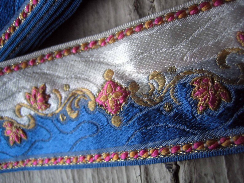 1/2 Yard Antique French Antique Brocade Embroidered Ribbon With ...