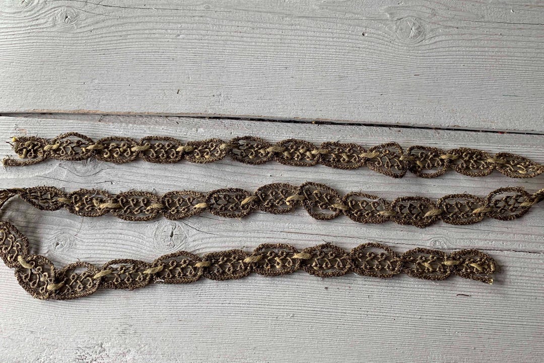 45 Inch Length Antique Victorian Slightly Shabby Metallic Trim Metallic ...