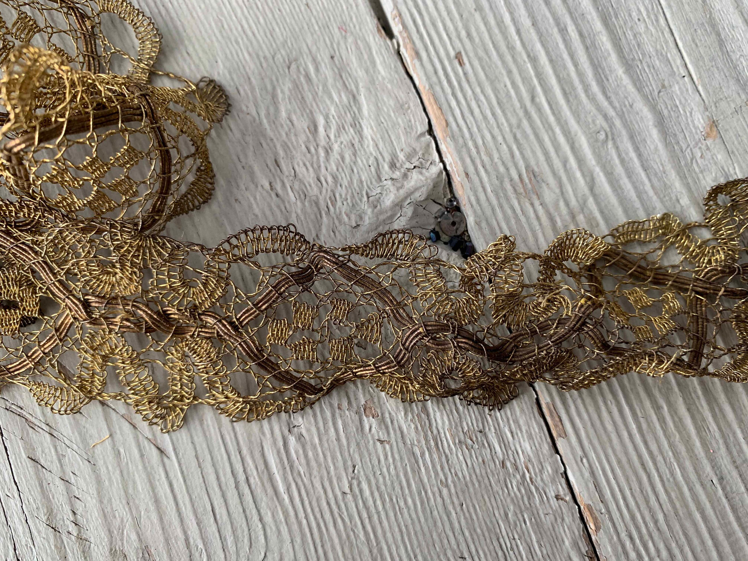 32 Inches Antique French Metallic Lace ref: A-2262 Box 7 - Etsy