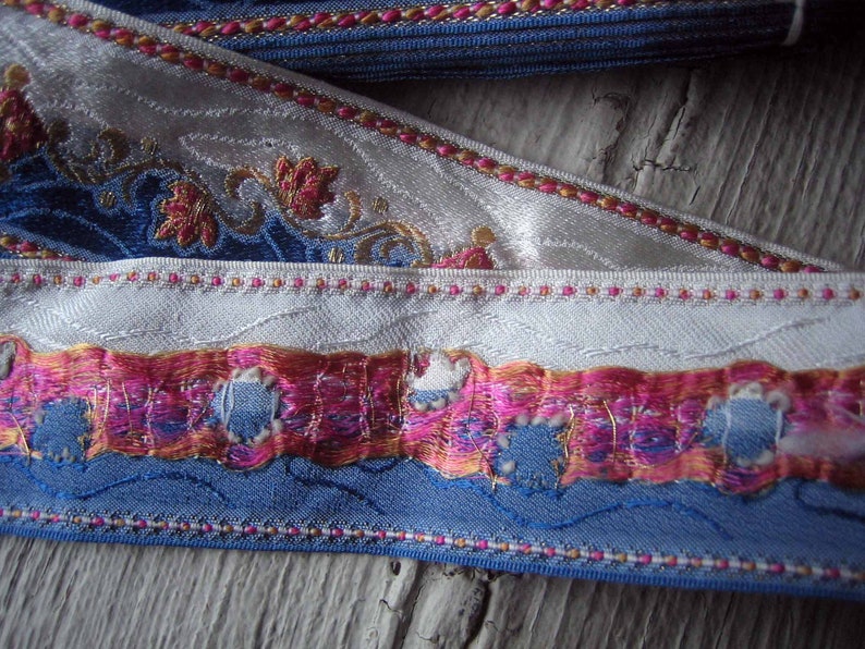 1/2 Yard Antique French Antique Brocade Embroidered Ribbon With ...