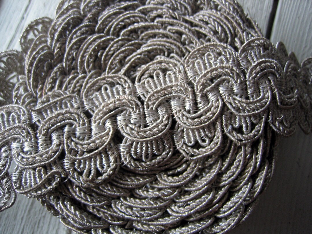 1/2 Yard 19th Century Italian Silver Metallic Trim Braid Victorian Era ...