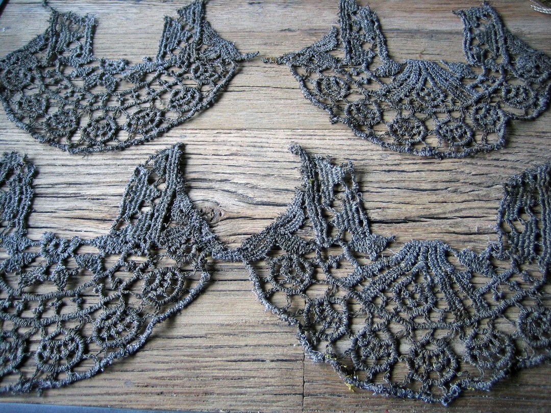 One 1800s Lace Fragment Silver Metallic Thread Loosely Wrapped Around ...