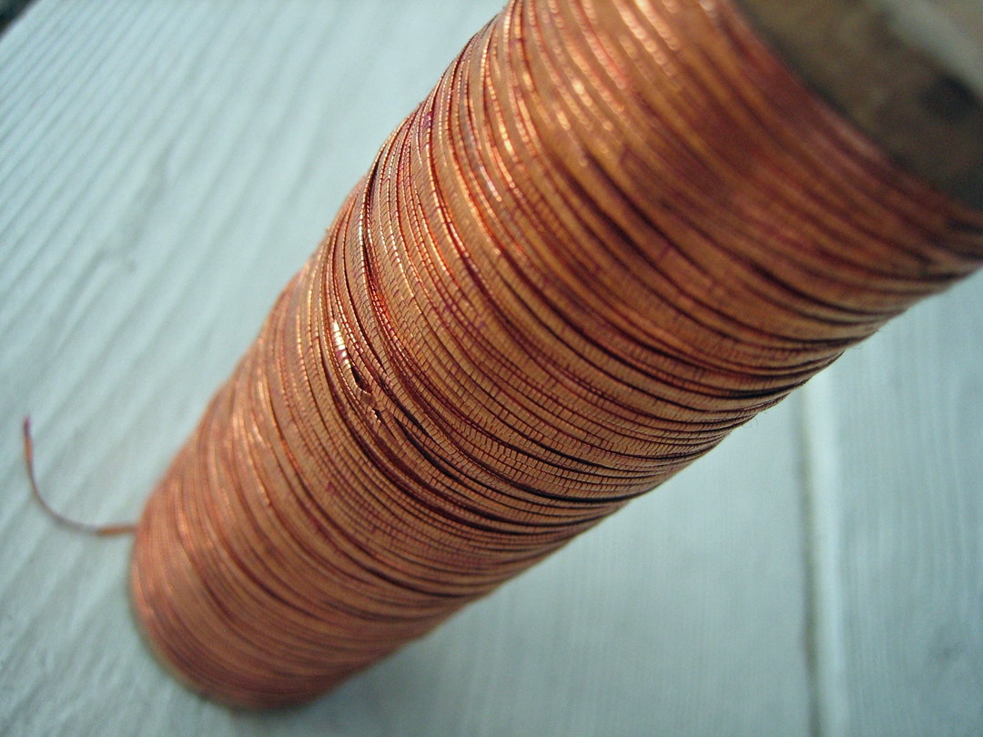3 Yards Antique French Flat 1/16th Inch Wide Copper Metallic Thread ...