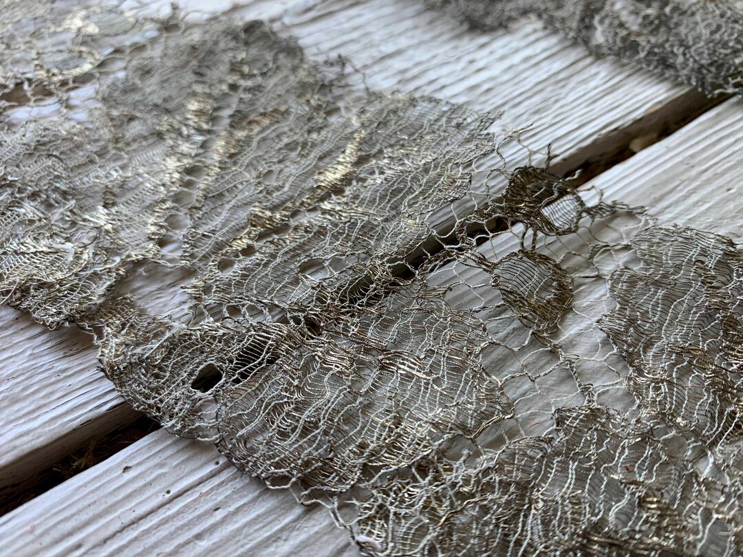 Two Lengths Totaling 42 Inches Antique French Silver Metallic Thread ...