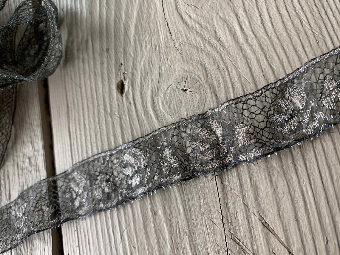 18 Inches Antique French Silver Metallic Thread Lace Trim (ref: A-7320 ...