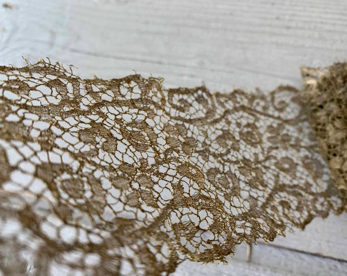 Select a Length Antique Gold French Metallic Lace Trim - Please Read ...