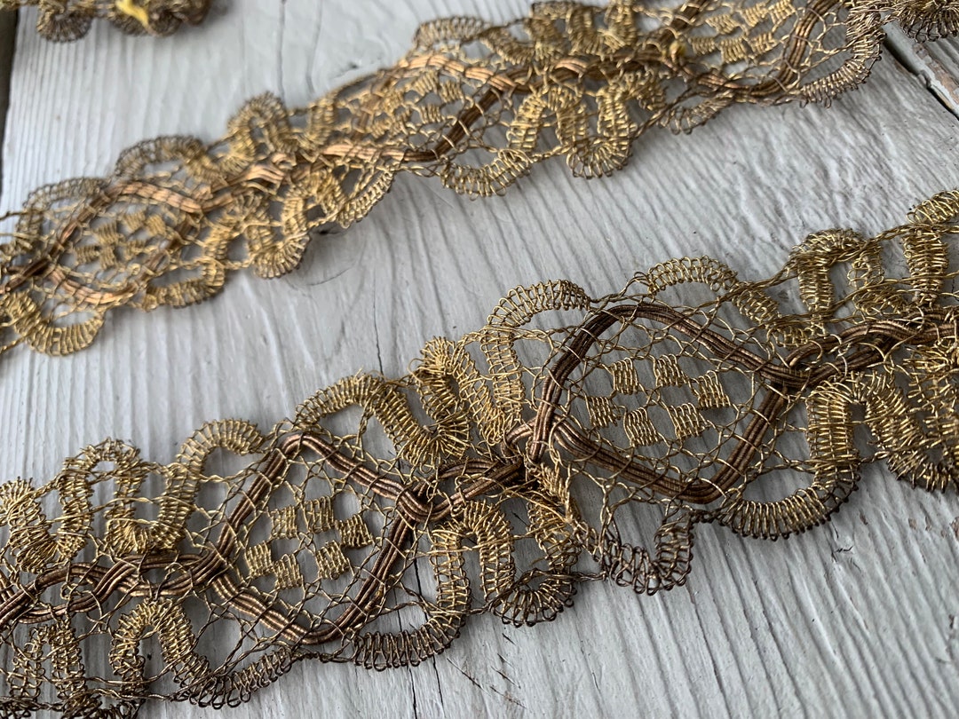 32 Inches Antique French Metallic Lace ref: A-2262 Box 7 - Etsy