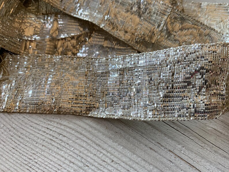 Select a Length French Antique Silver Metallic Lame Trim Ribbon Wide ...