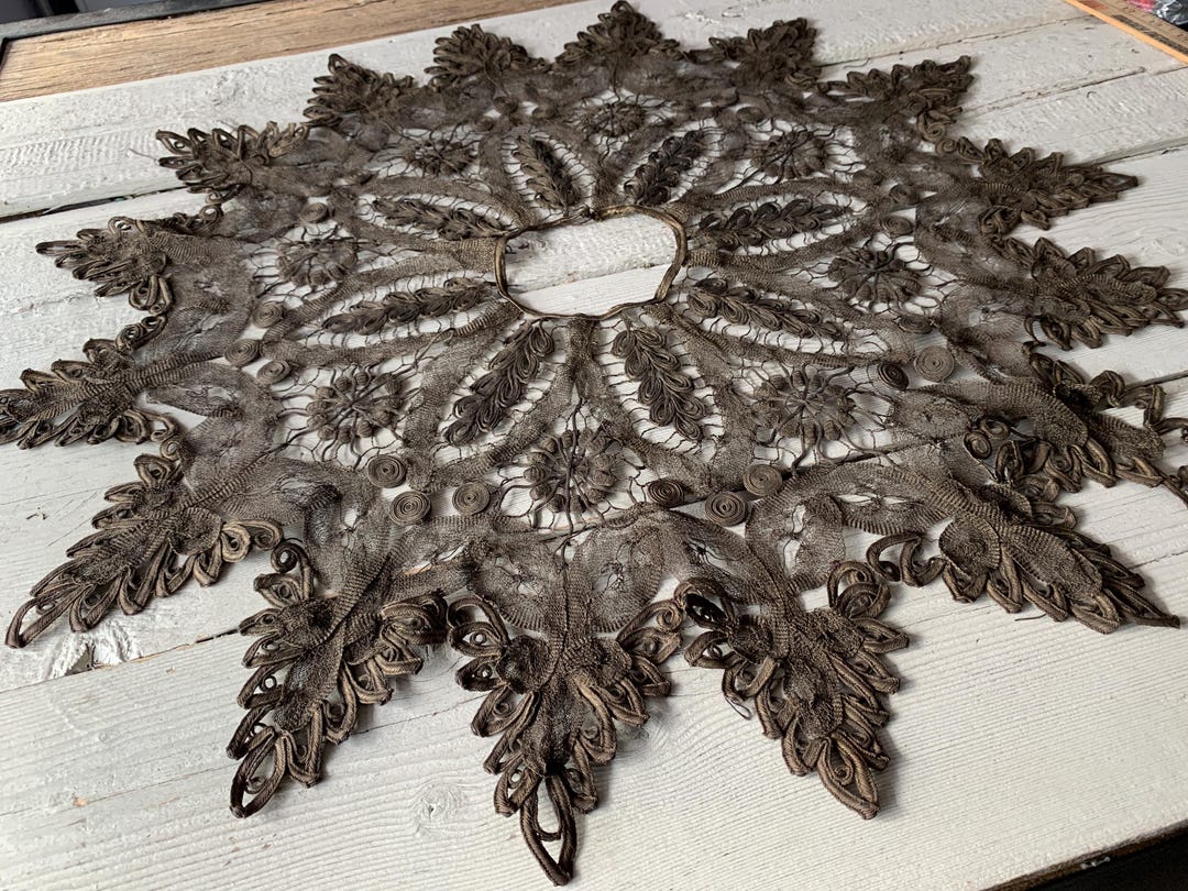 25 Inches Diameter French Victorian Antique Metallic Mesh Textile ...