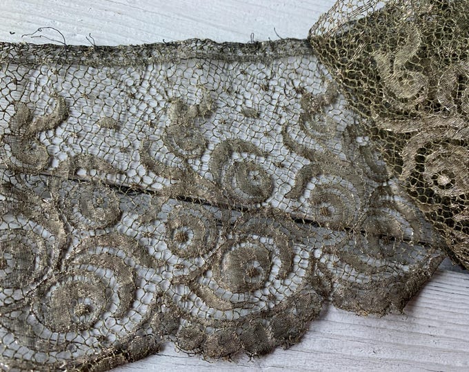 By the 1/2 Yard Antique French Metallic Trim Lace ref: A-7118/2 Box 7 ...