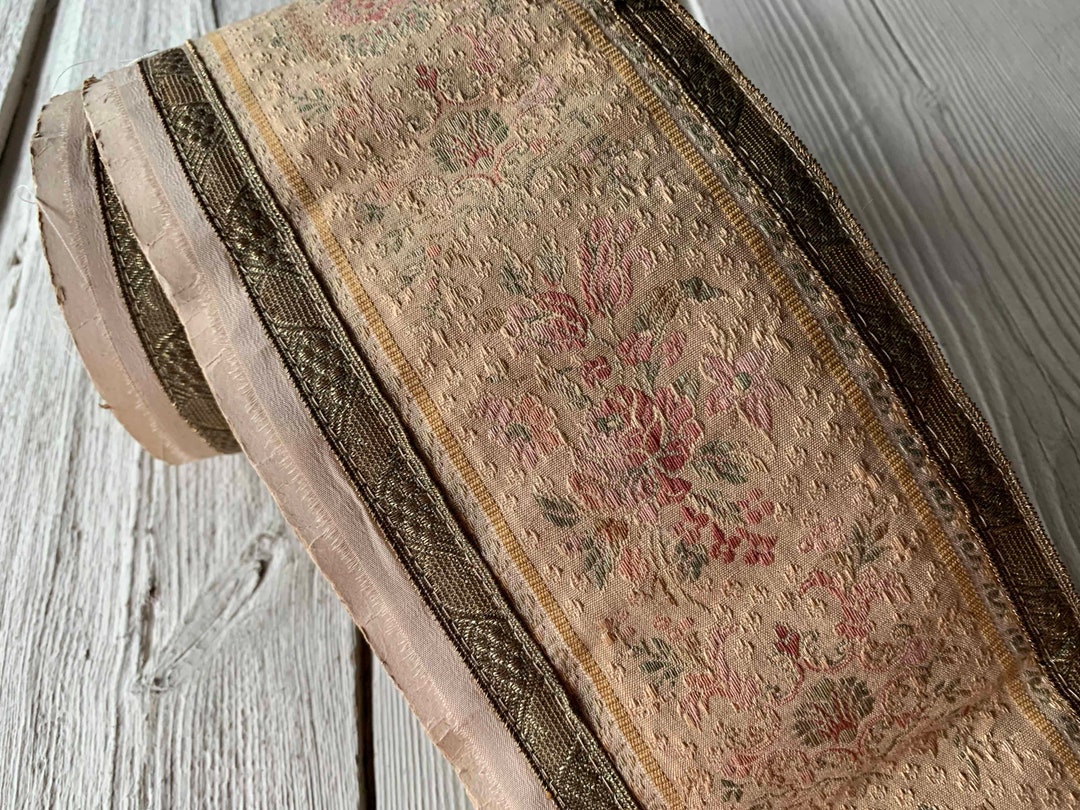 By the 1/2 Yard Victorian Antique French Brocade Ribbon Trim Metallic ...