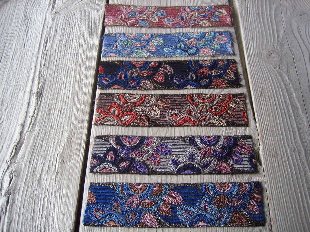 One Piece 6 and 1/2 Inches Antique French Embroidered Ribbon With ...