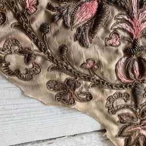 One 9 by 12 1/2 Inch Victorian Brocade Fragment Metallic & Floss ...