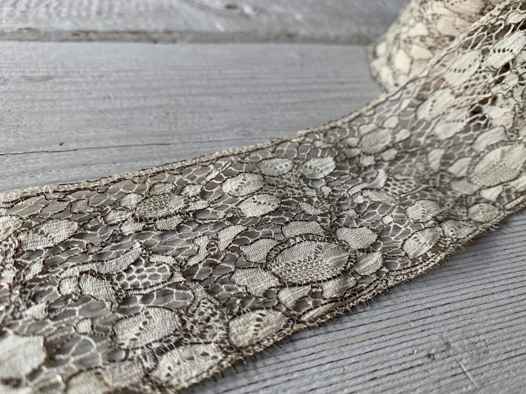By the 1/2 Yard Antique Cotton Lace With Metallic Thread Accent ...