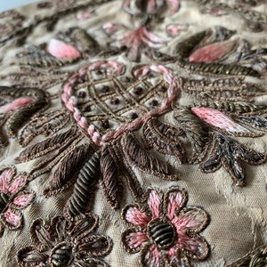 One 9 by 12 1/2 Inch Victorian Brocade Fragment Metallic & Floss ...