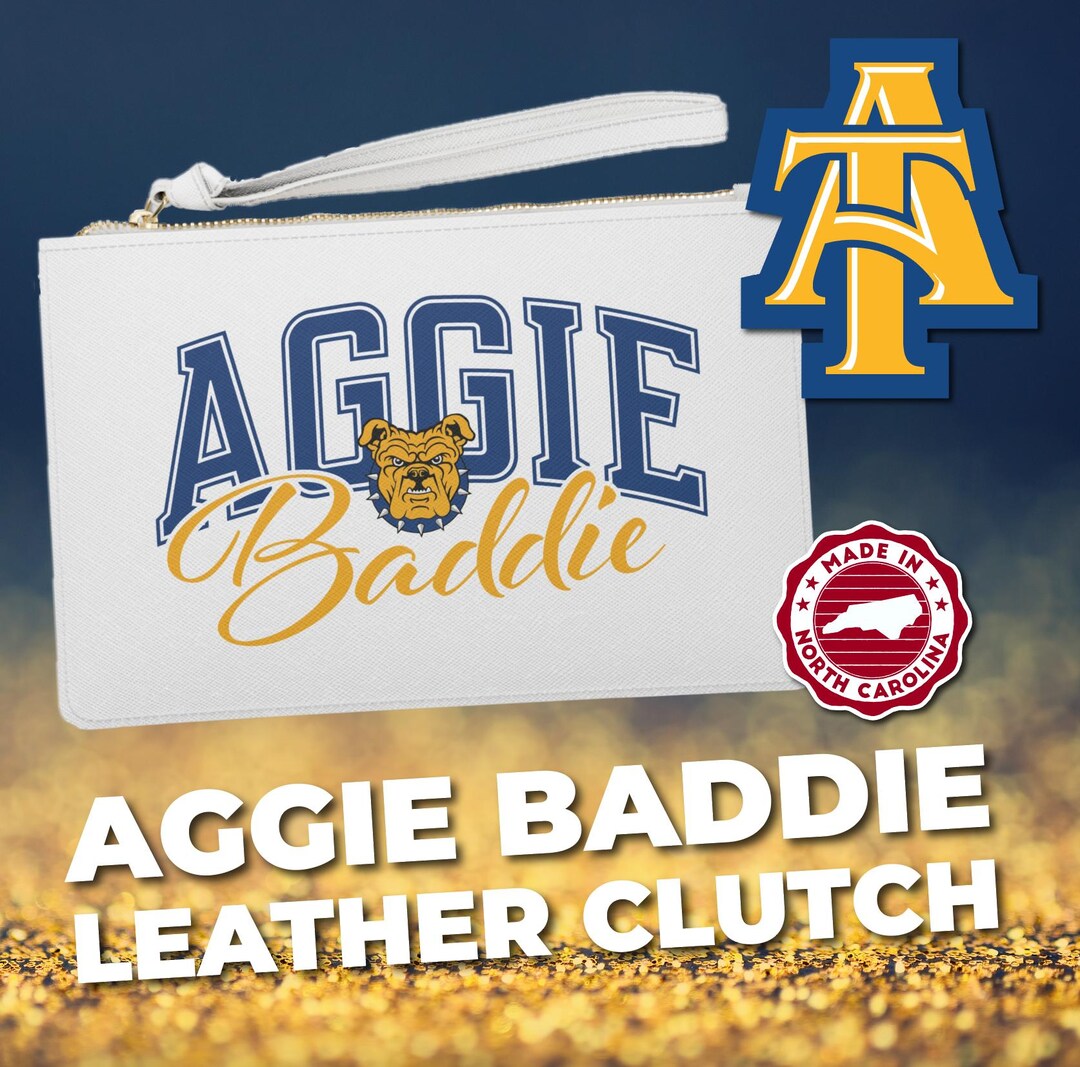 NC A&T **aggie Baddie** Faux Leather Clutch - Elegant and Stylish Zip Accessory Bag for Ladies ...