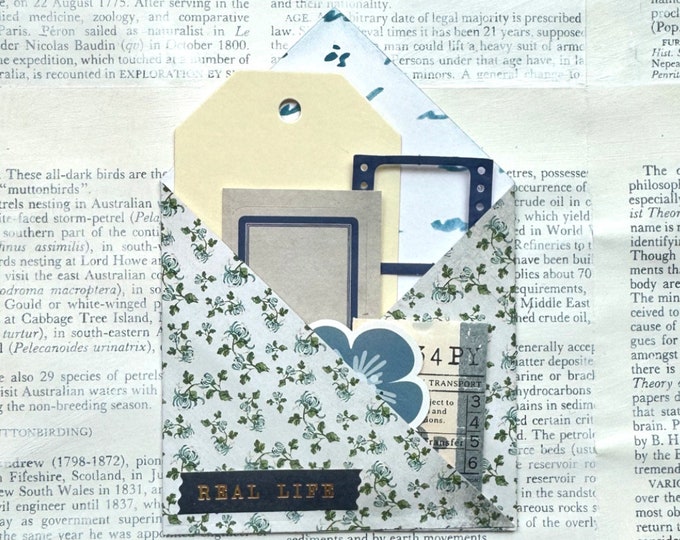 Handmade Mini Ephemera Holder Envelope , Junk Journal, Embellished Pocket, Journal Cards, Junk ...