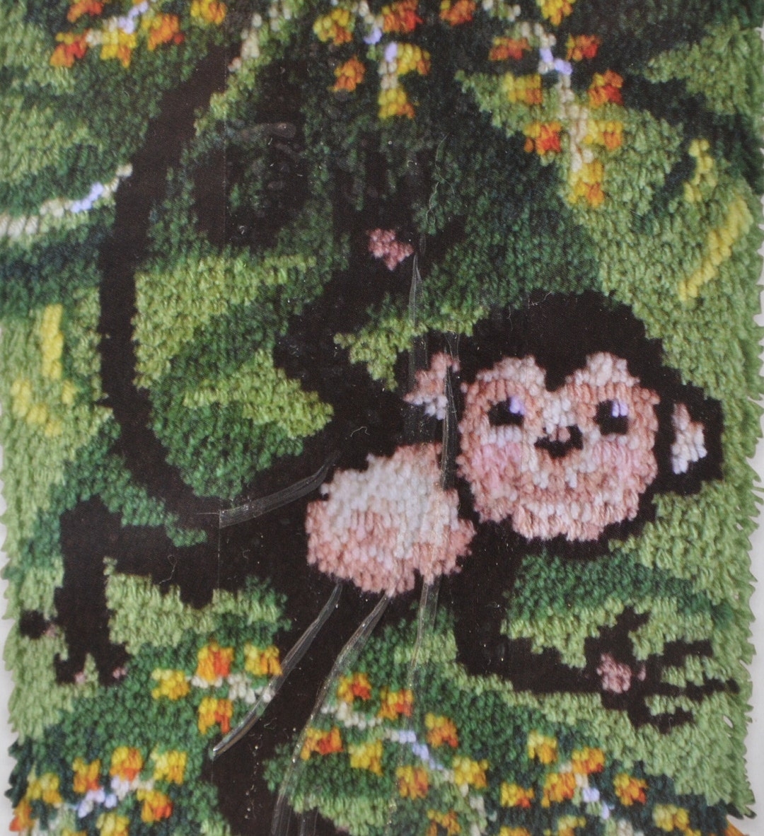 Latch Hook Kit, Monkey Swinging From a Tree on Green Background. - Etsy