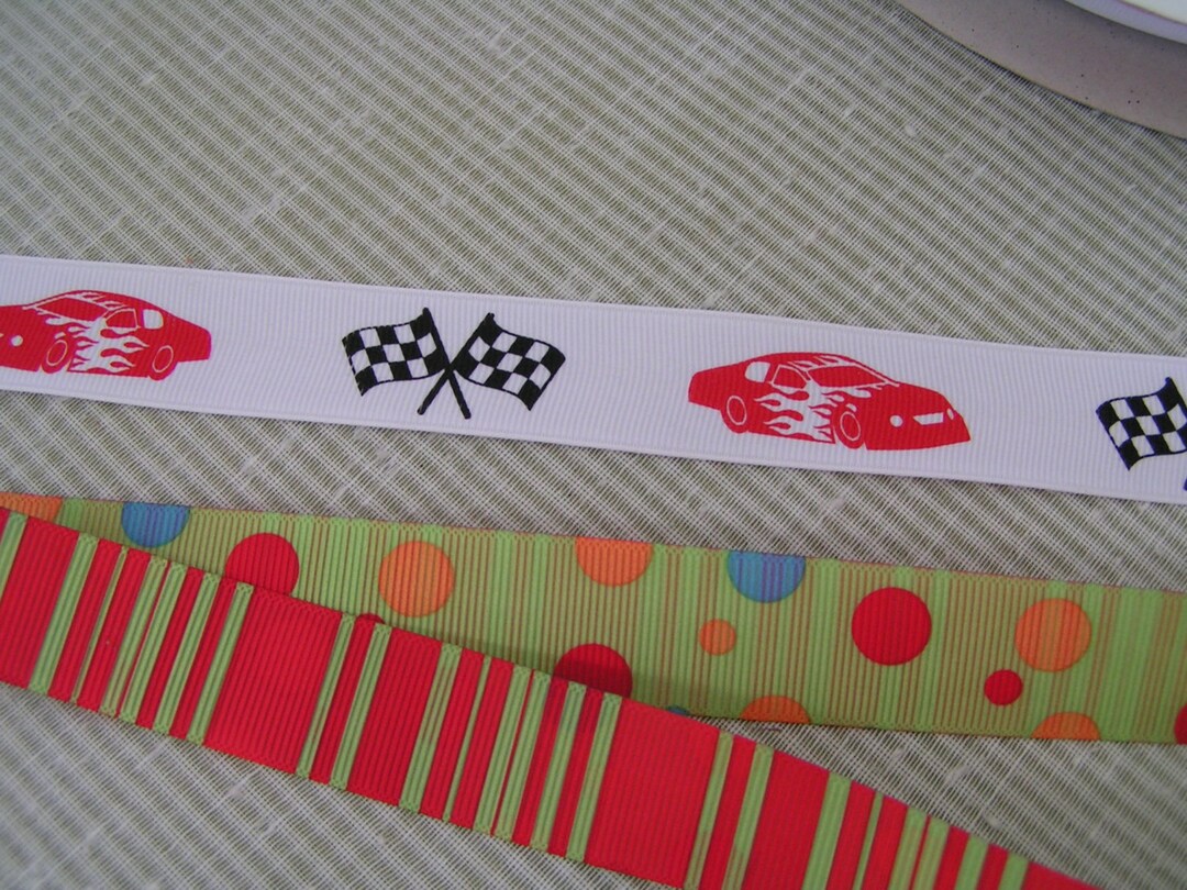 Red Racing Cars and Winners Racing Flag or Reversible Stripes or Dots ...