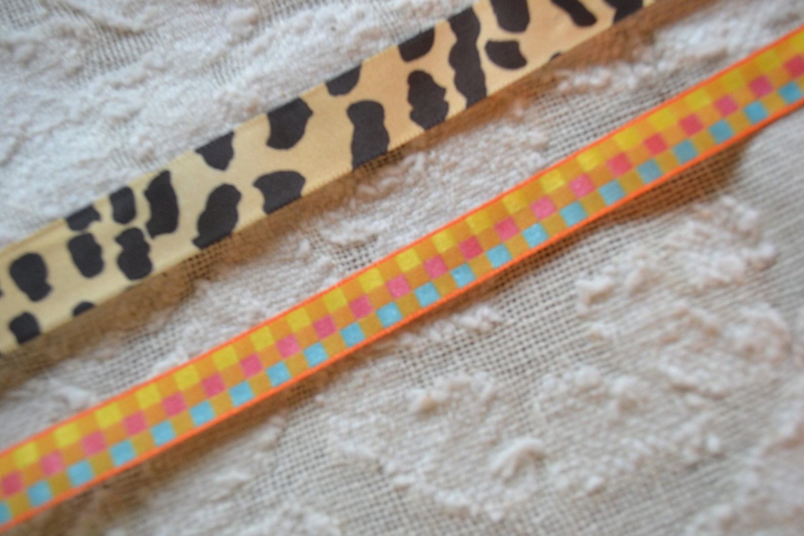 5 Yd Jacquard Multi-color Checkerboard Ribbon or Leopard Satin Ribbon ...