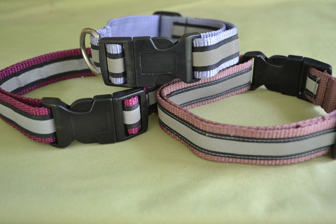 Large Reflective Ribbon Dog Collars, Adjustable and Washable, in Lovely ...