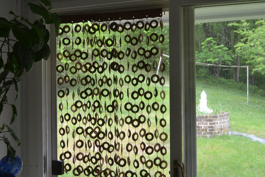 Vintage Coconut Shell Curtain: Boho Doorway Divider, 30"x36" - Etsy