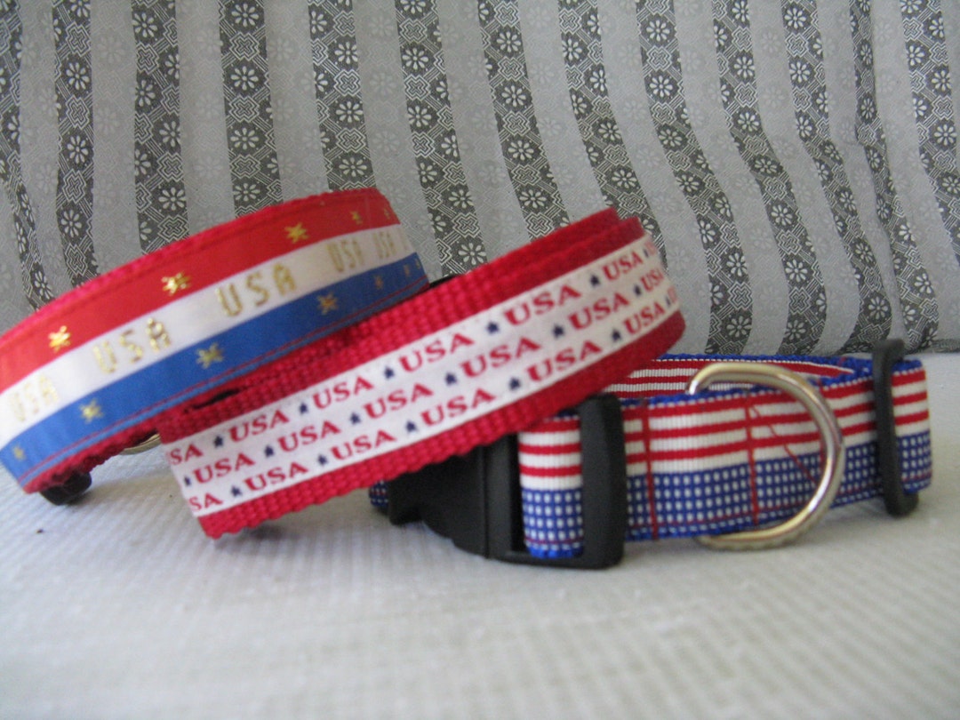 Patriotic Large Dog Collars, Adjustable and Washable for Fourth of July ...