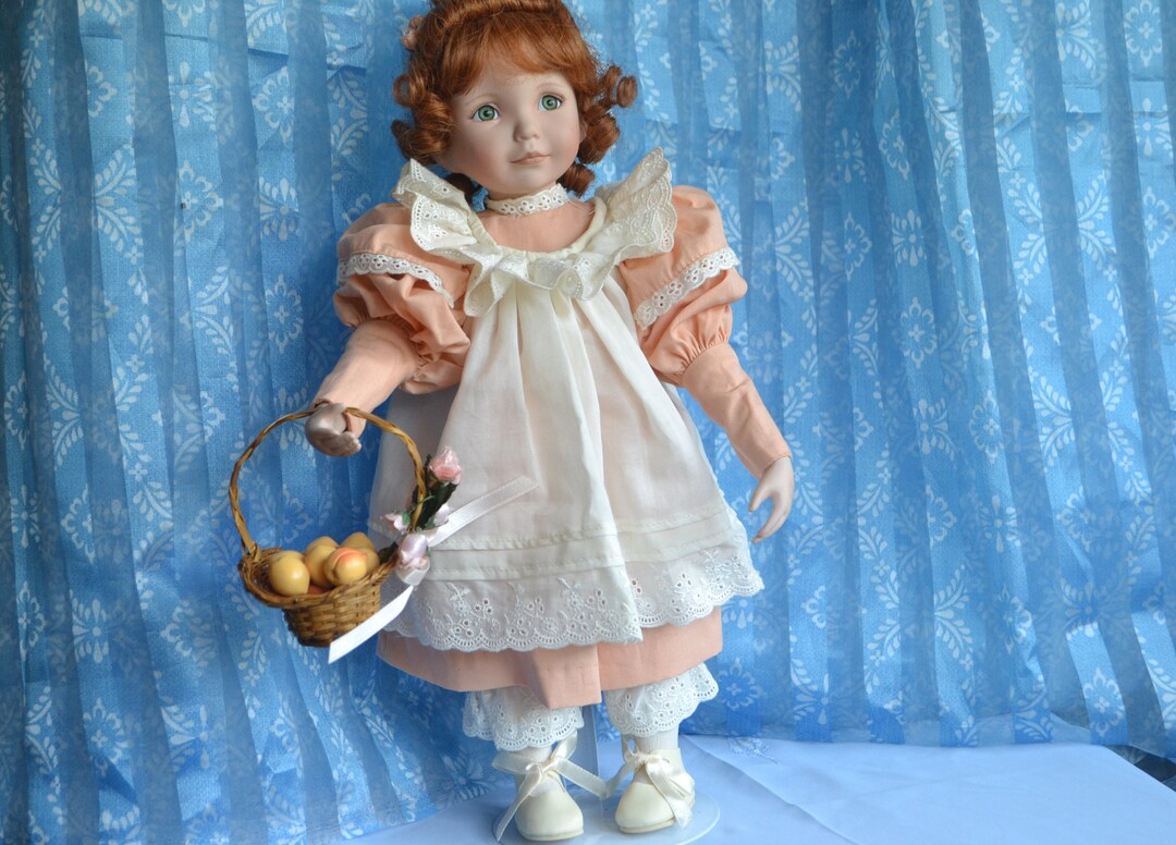 Porcelain Doll "peaches and Cream" . Dressed in Peach With Lots of ...