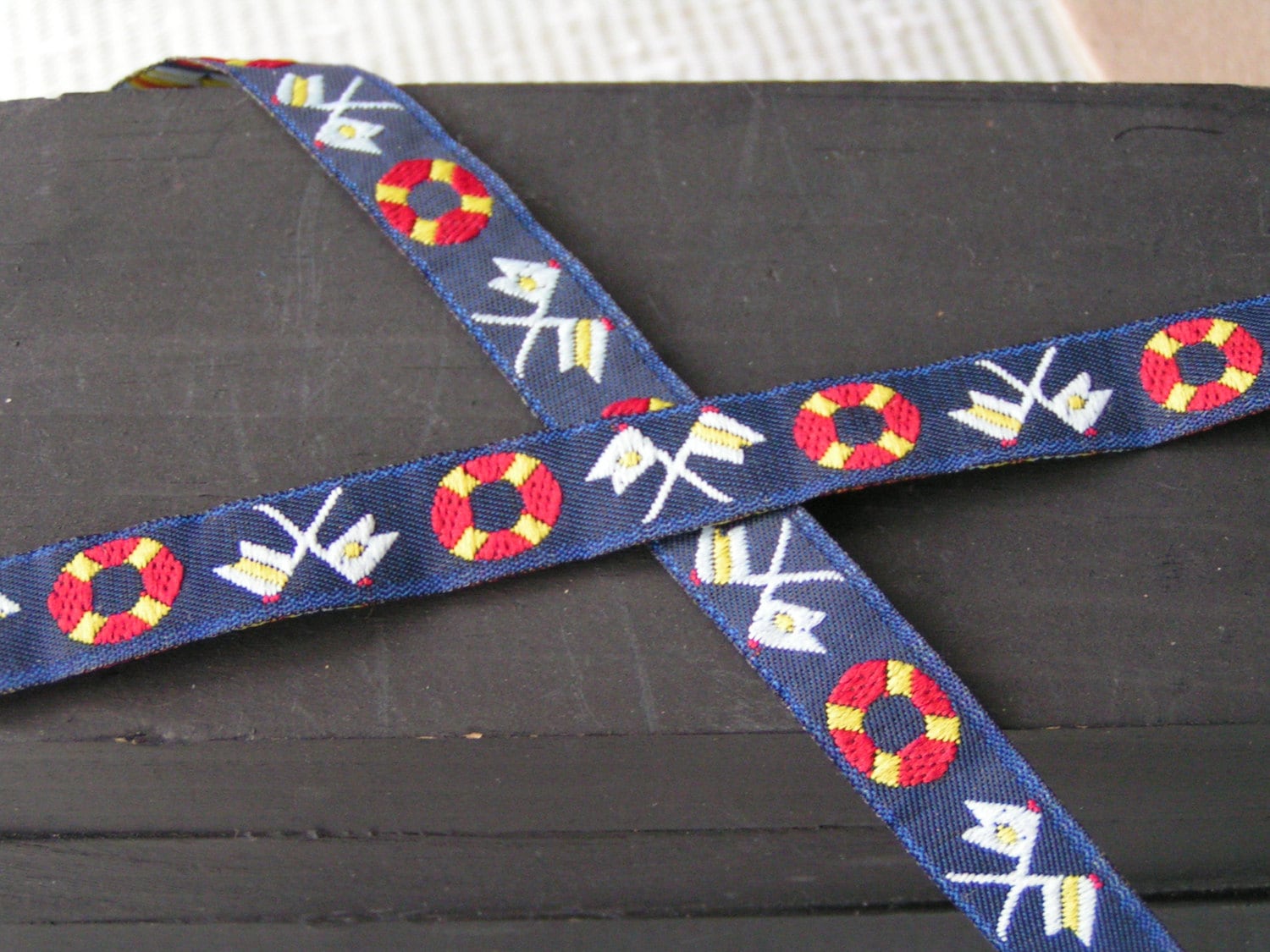 5 yards Jacquard Nautical Ribbon Life Savers and Nautical | Etsy