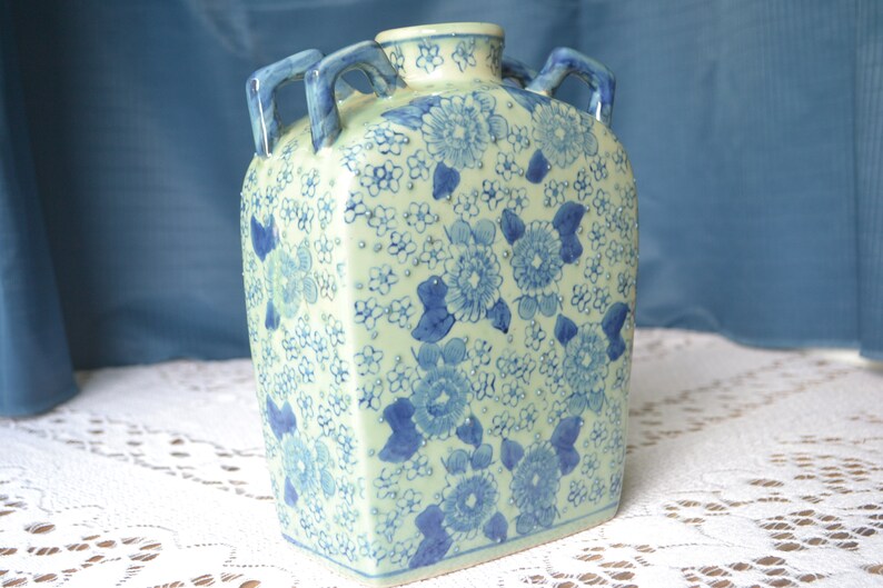 Rectangular Vase With Handles Blue Home Decor. Great Vintage. - Etsy