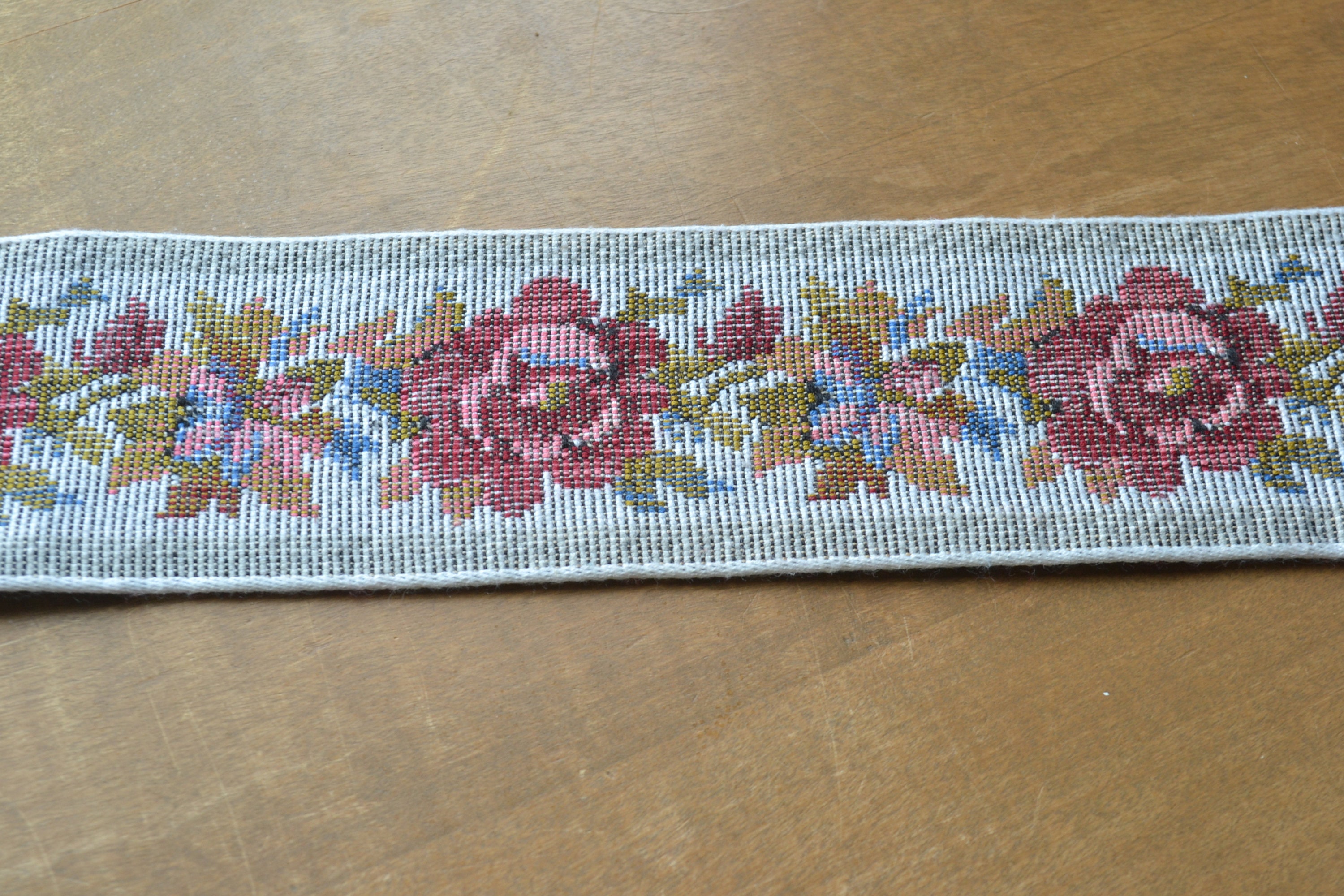 Wide Jacquard Ribbon Navy Tan Burgandy and Gray or Extra | Etsy