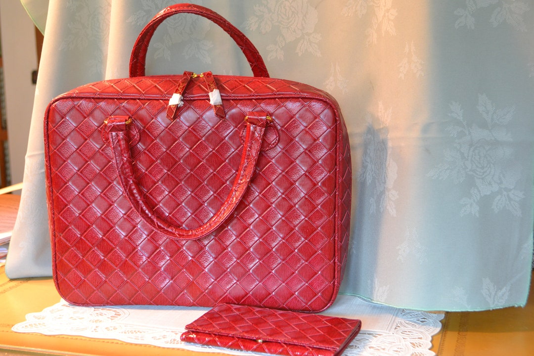Estee Lauder Vintage Red Vinyl Tote Bag With Wallet - NEW - Etsy
