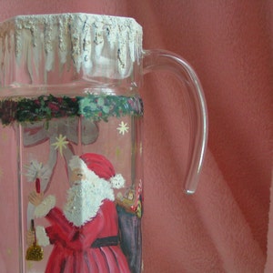 Hand Painted Santa Claus Pitcher Vase Signed Vintage | Etsy