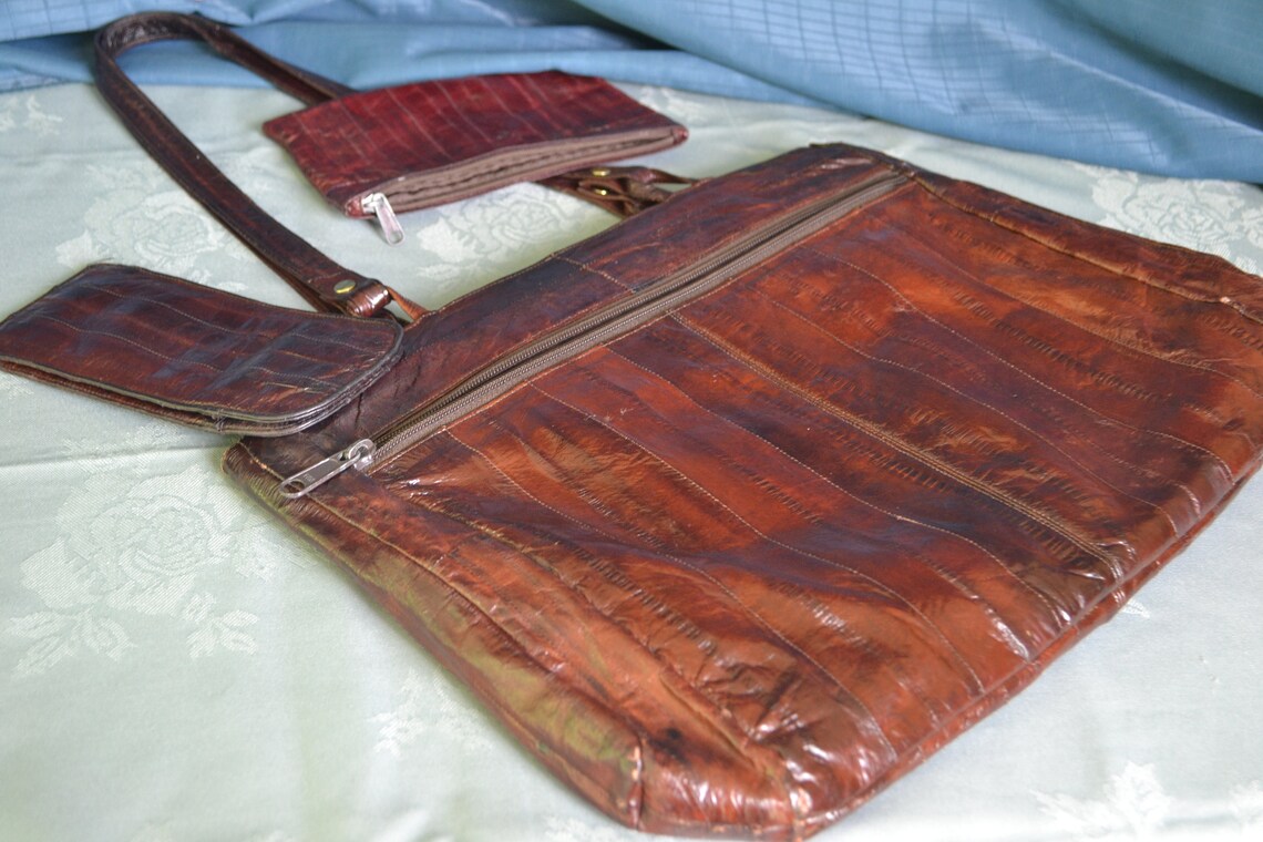 Brown Eel Skin Shoulder and Handbag Included Are Matching Eel - Etsy