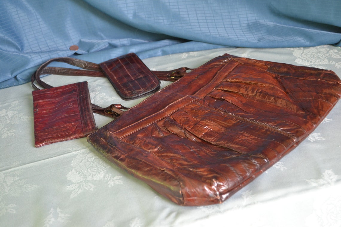 Brown Eel Skin Shoulder and Handbag Included Are Matching Eel - Etsy