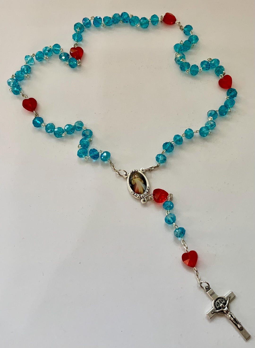 LCR2422 Blue and Red Divine Mercy Rosary Divine Mercy Rosary Devotional ...