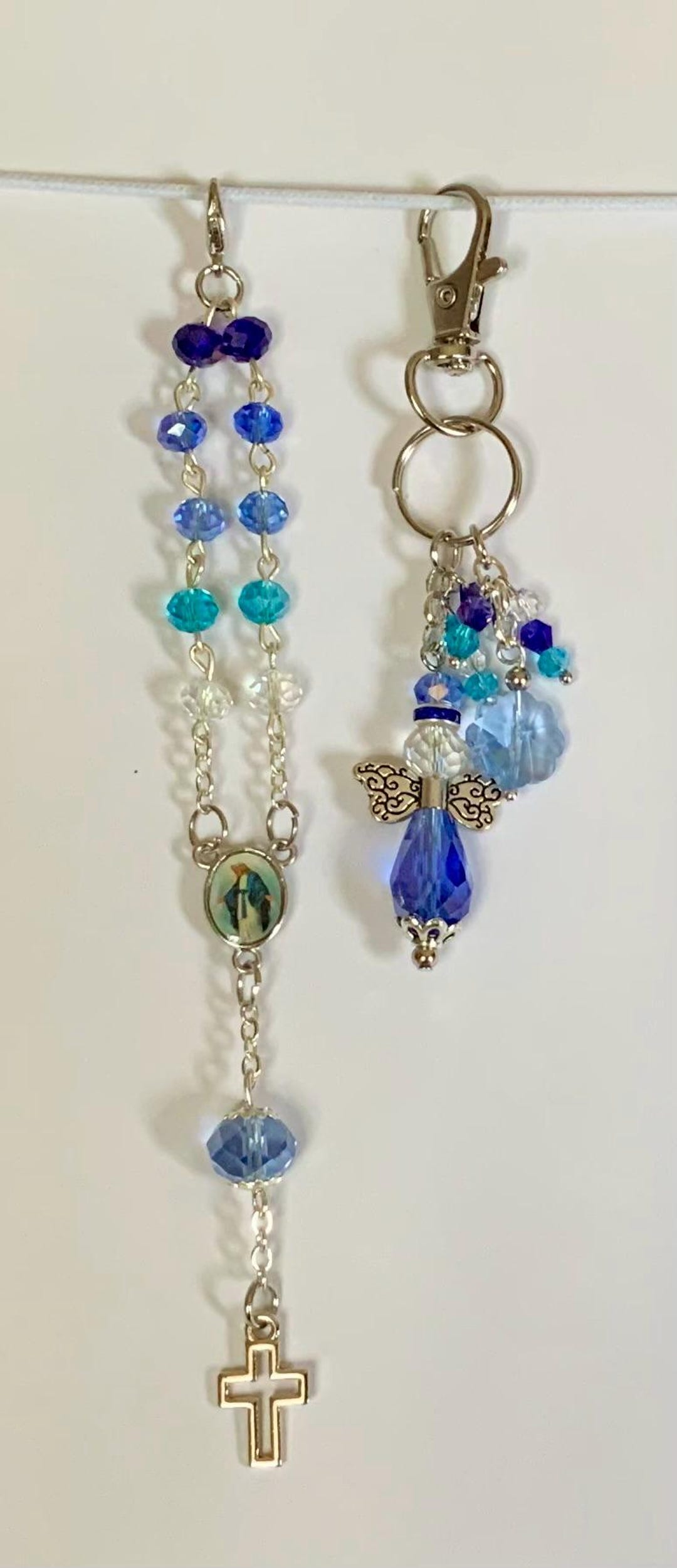 KEY2405 Angelic Miraculous Medal Rosary Keychain Immaculate Conception ...