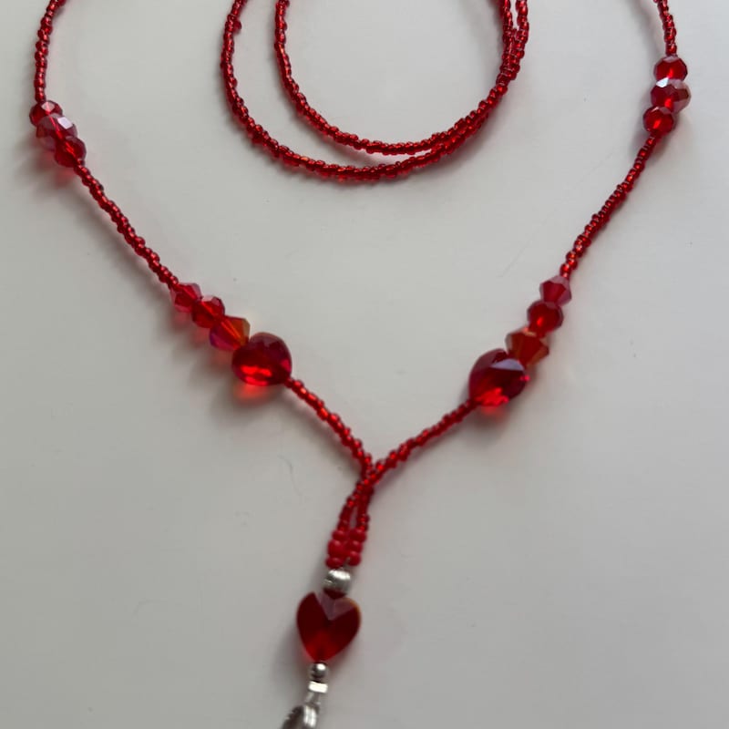 Red Heart Lanyard Necklace - Etsy