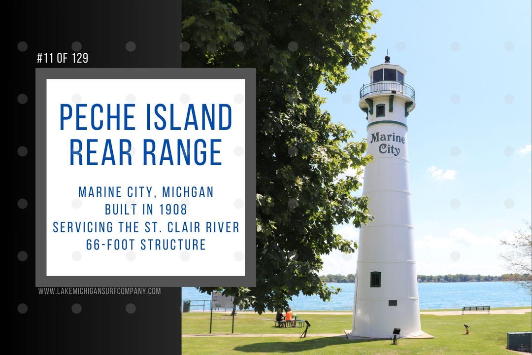 Peche Island Rear Range Lighthouse Photo Michigan Lighthouse Small ...