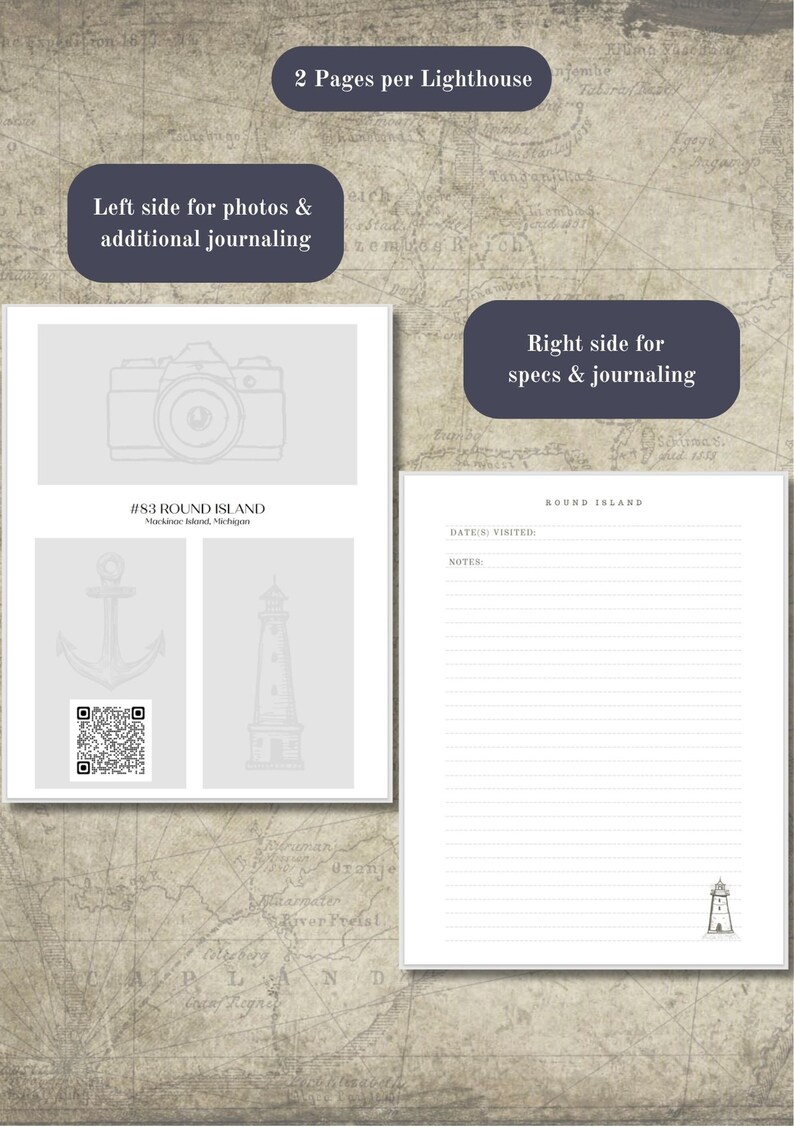 Michigan Lighthouse Travel Journal Printable Download Lighthouse ...