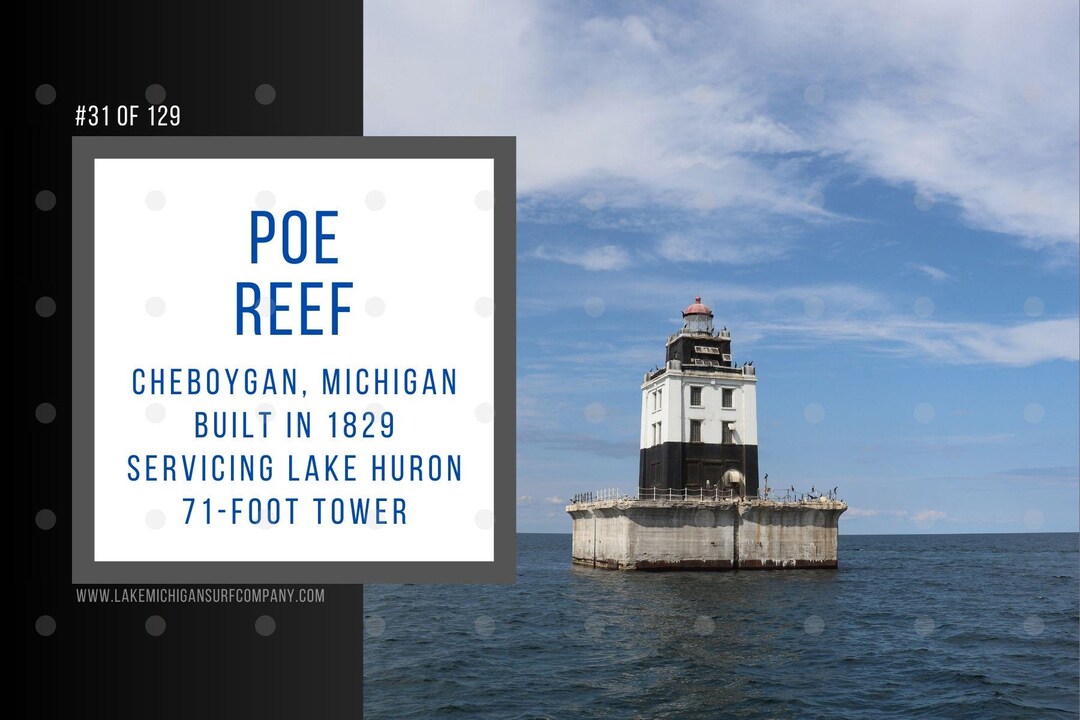 Poe Reef Michigan Lighthouse Small Photo Print Trading Card Mini Photo ...