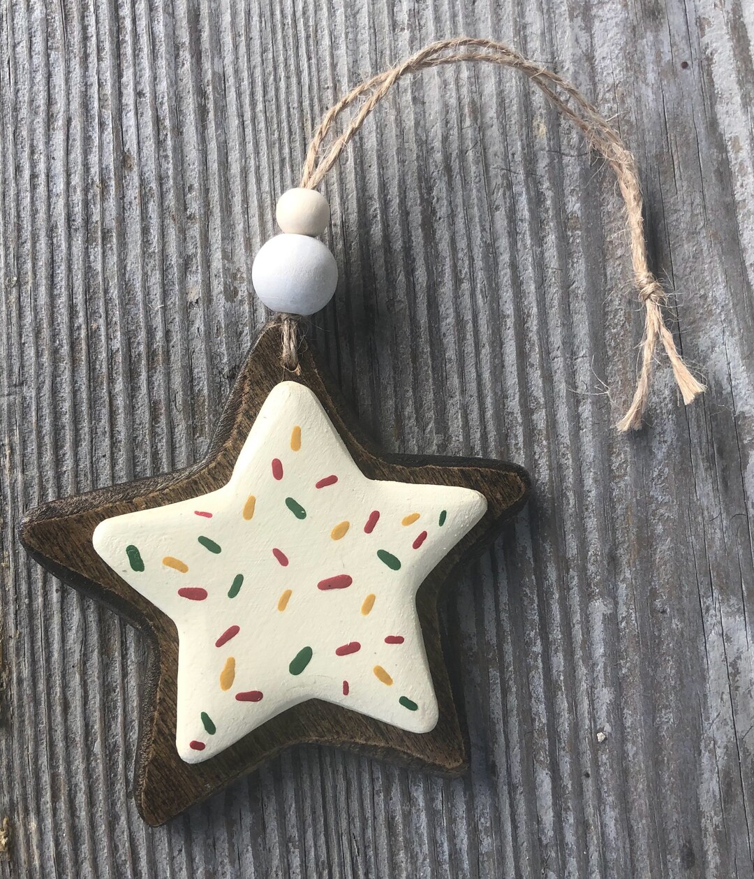 Country Style Wooden Sugar Cookie Ornaments, Set of 6 Primitive Country ...