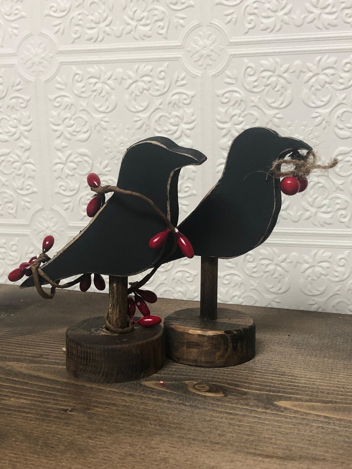 Primitive Crow Decor, Rustic Farmhouse Shelf Sitters - Set of 2 - Etsy